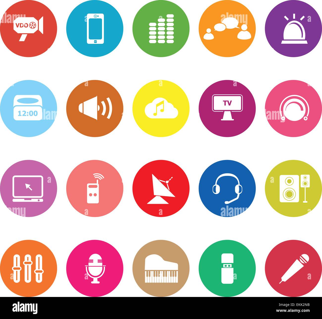 Sound flat icons on white background, stock vector Stock Vector Image ...