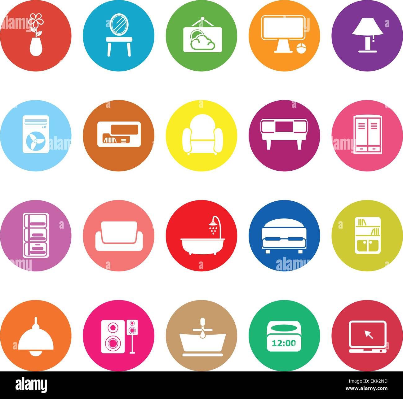 Home furniture flat icons on white background, stock vector Stock ...