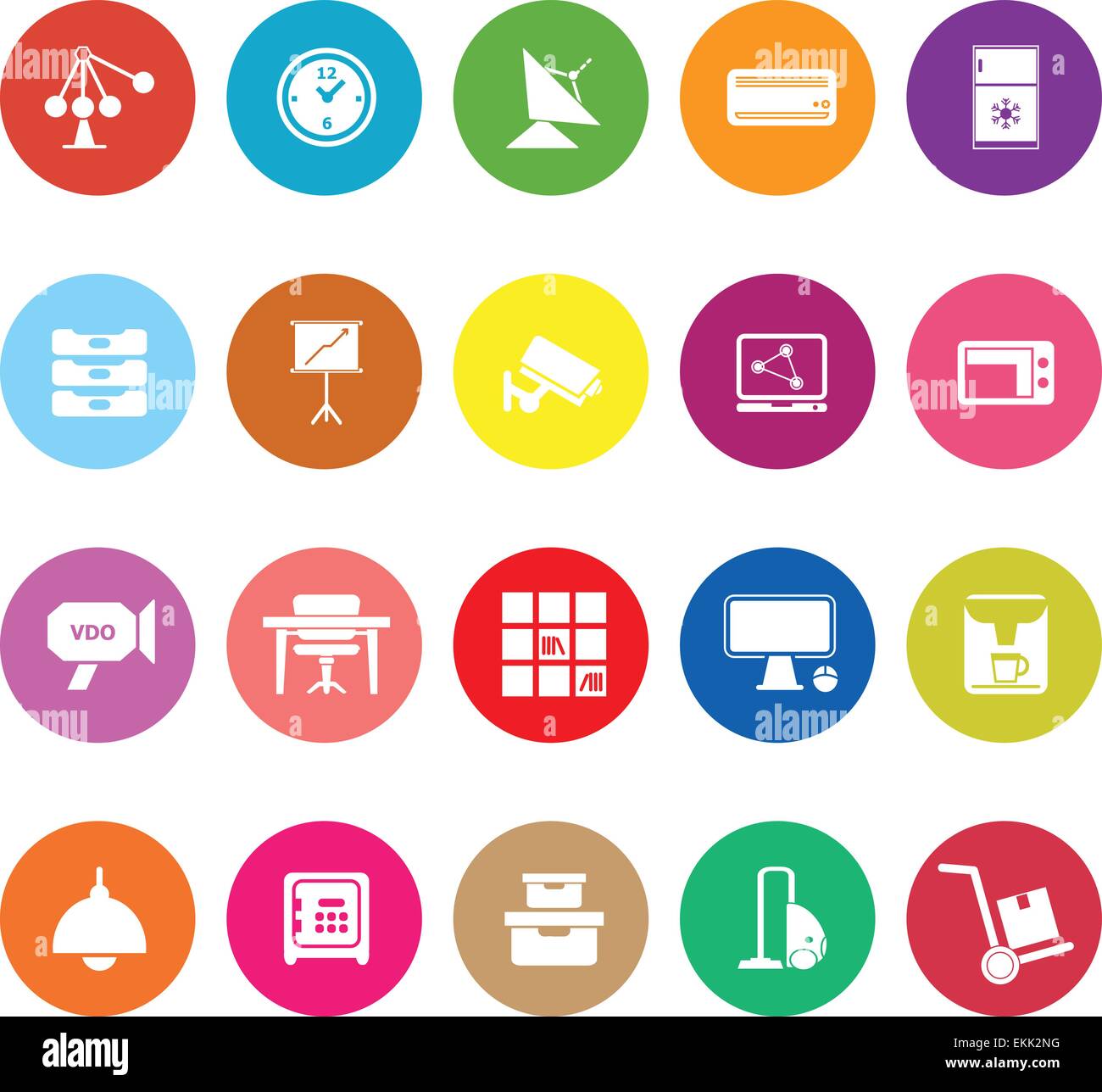 General office flat icons on white background, stock vector Stock ...
