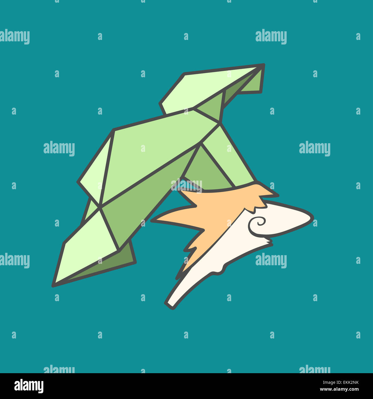 Flat vector icon of cute chef with hat from triangles Stock Photo - Alamy