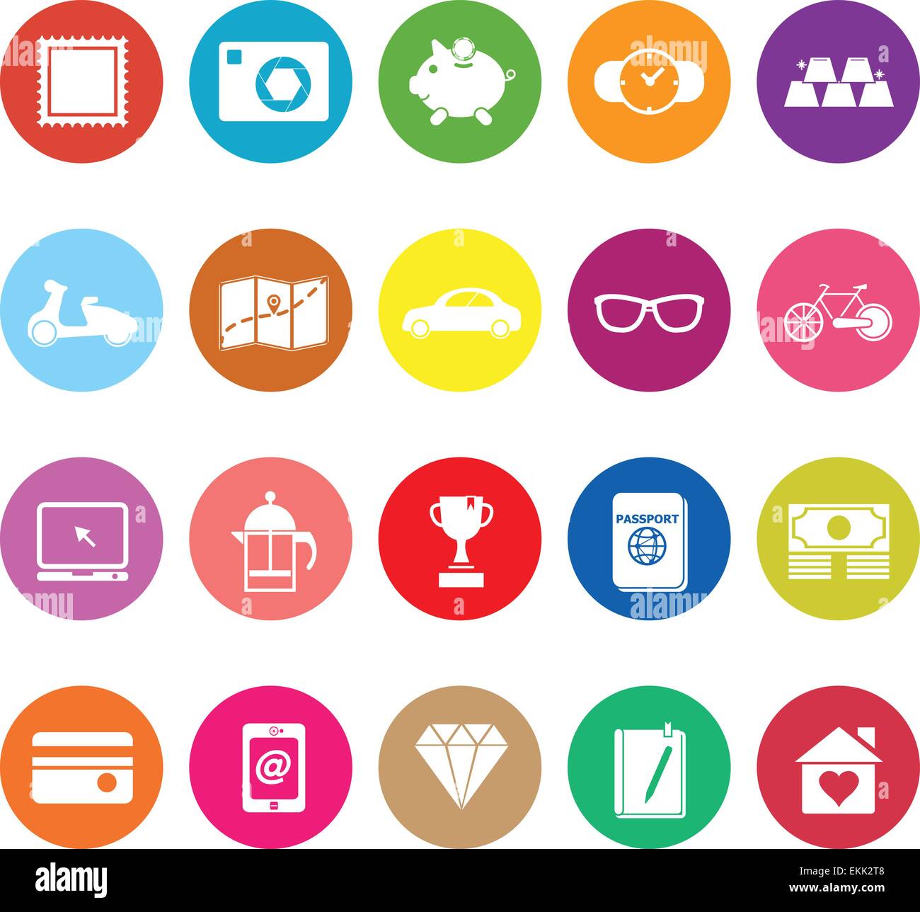 The useful collection flat icons on white background, stock vector ...