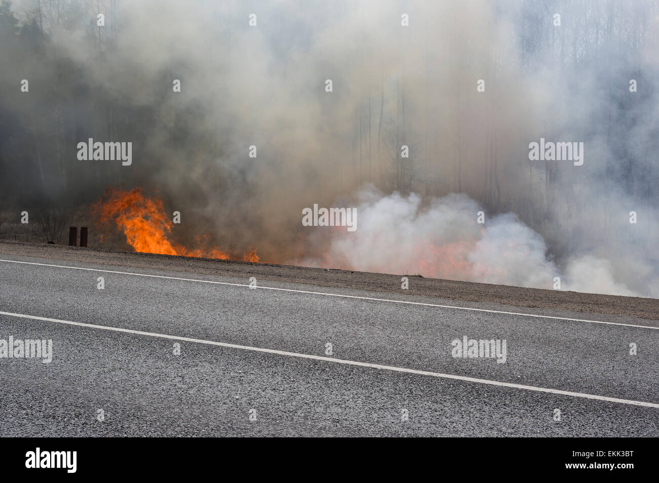 Road In Fire Stock Photo - Alamy