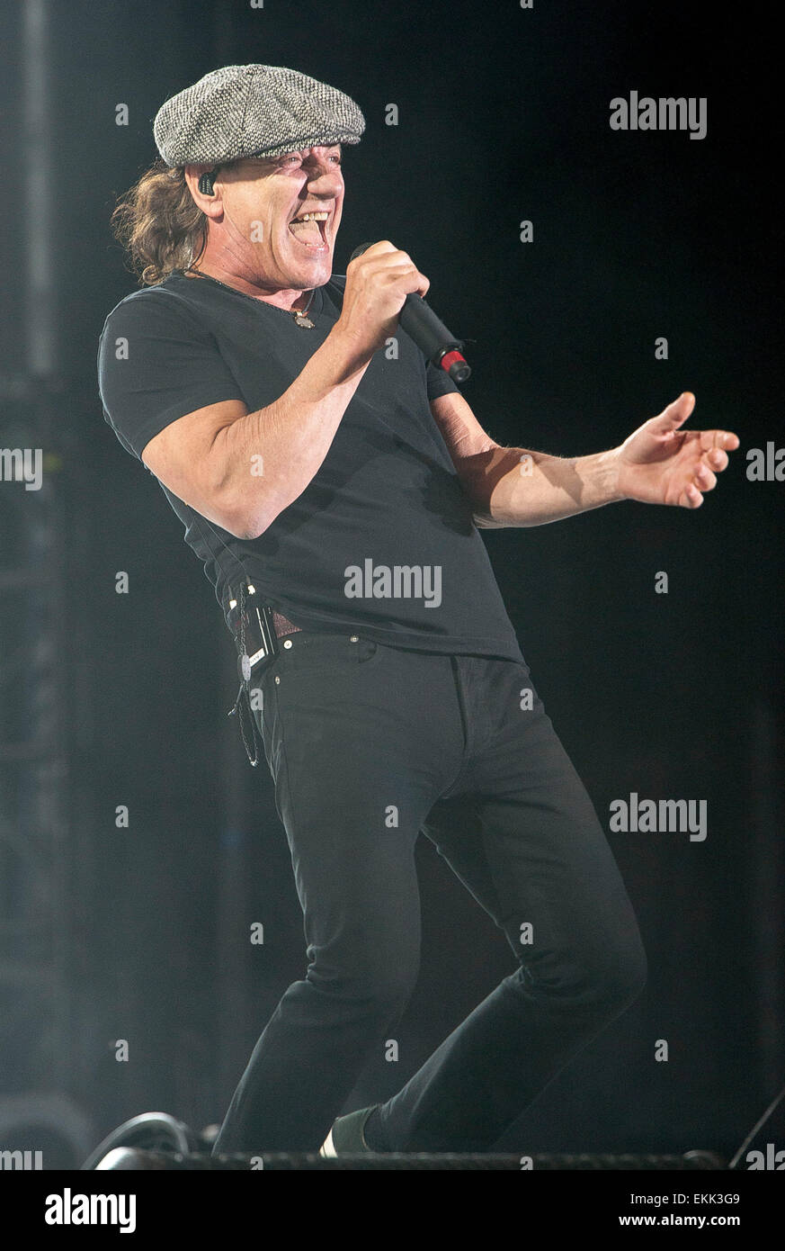Indio, California, USA. 10th April, 2015. Singer BRIAN JOHNSON of the ...