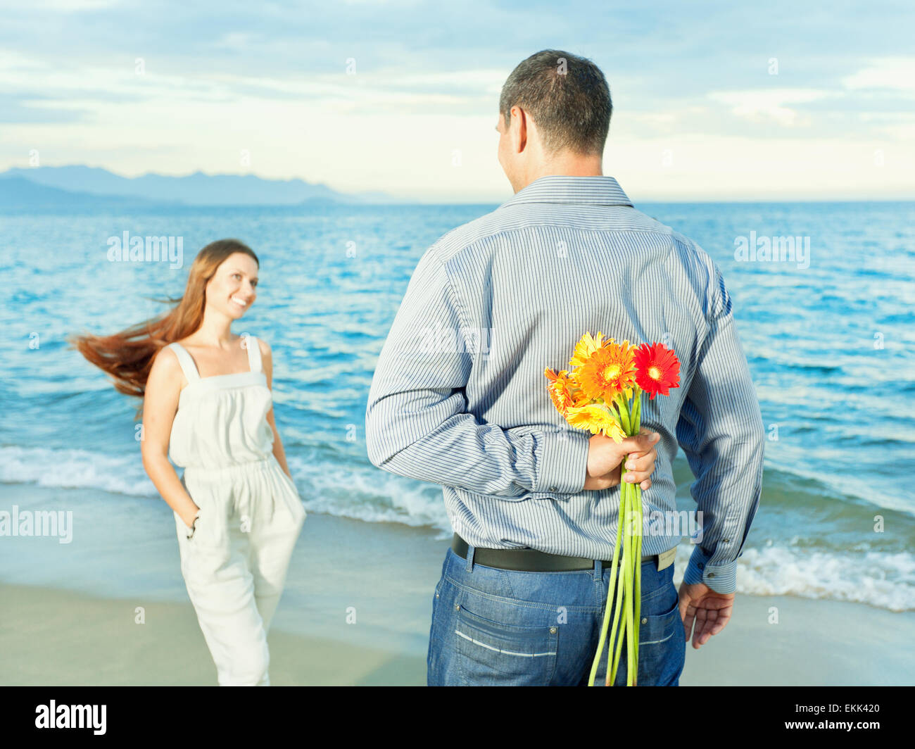 Romantic man bouquet flowers hi-res stock photography and images - Alamy