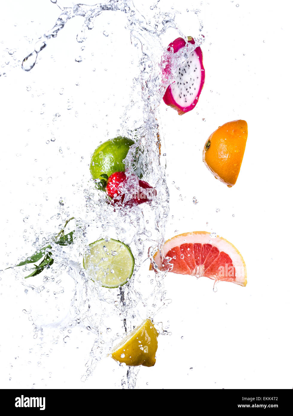 Fresh fruit with water splash Stock Photo - Alamy