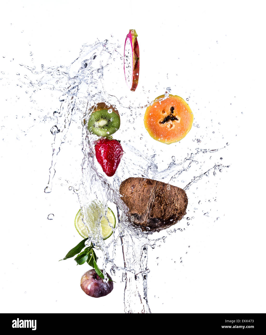 Fresh fruit with water splash Stock Photo - Alamy