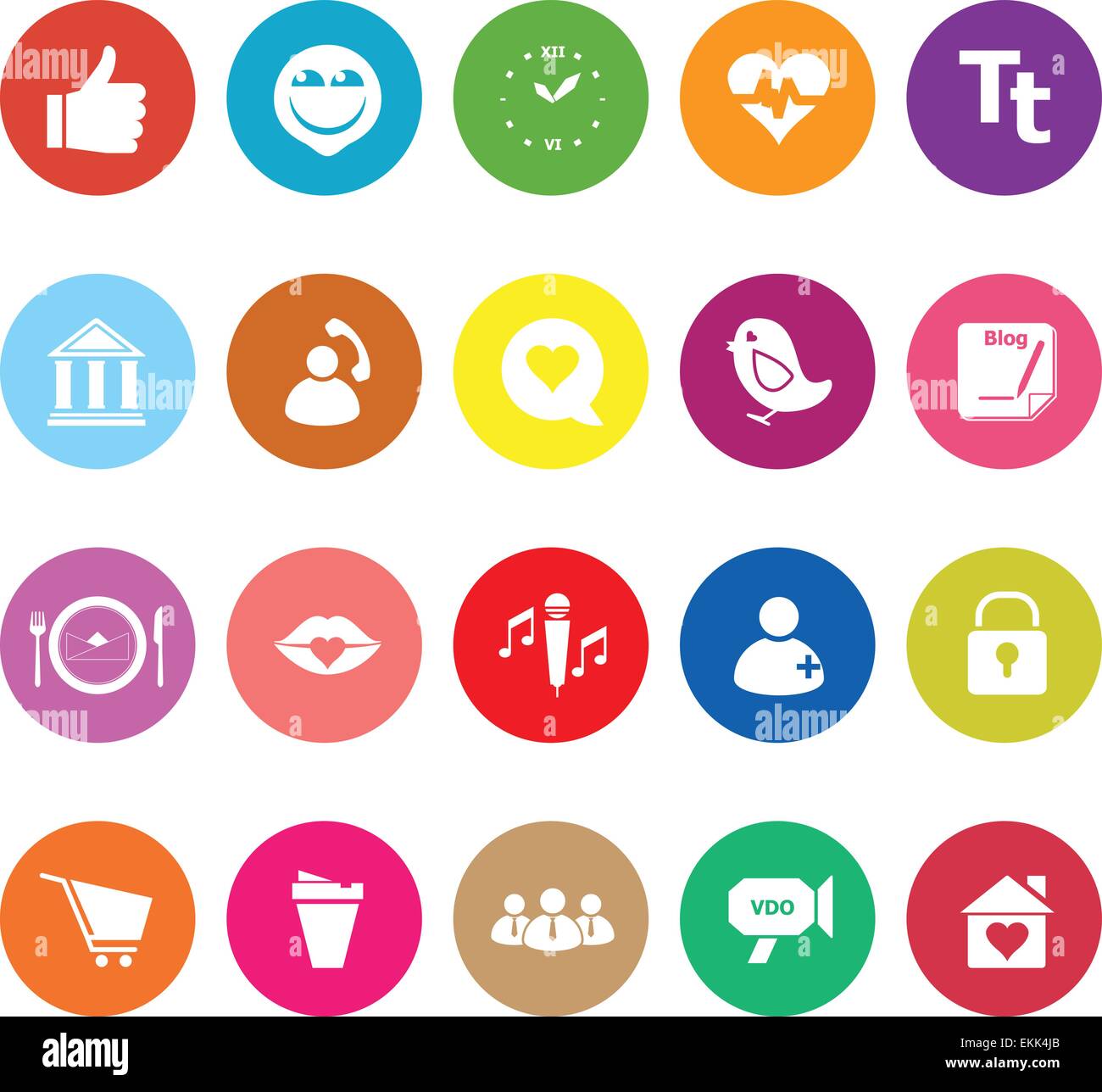 Chat conversation flat icons on white background, stock vector Stock ...