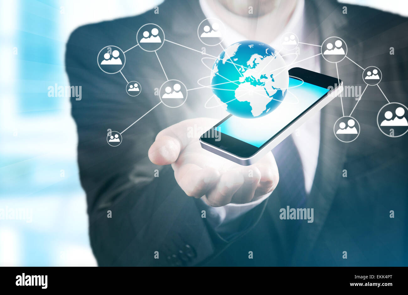 Hand with mobile phone, modern technology Stock Photo - Alamy