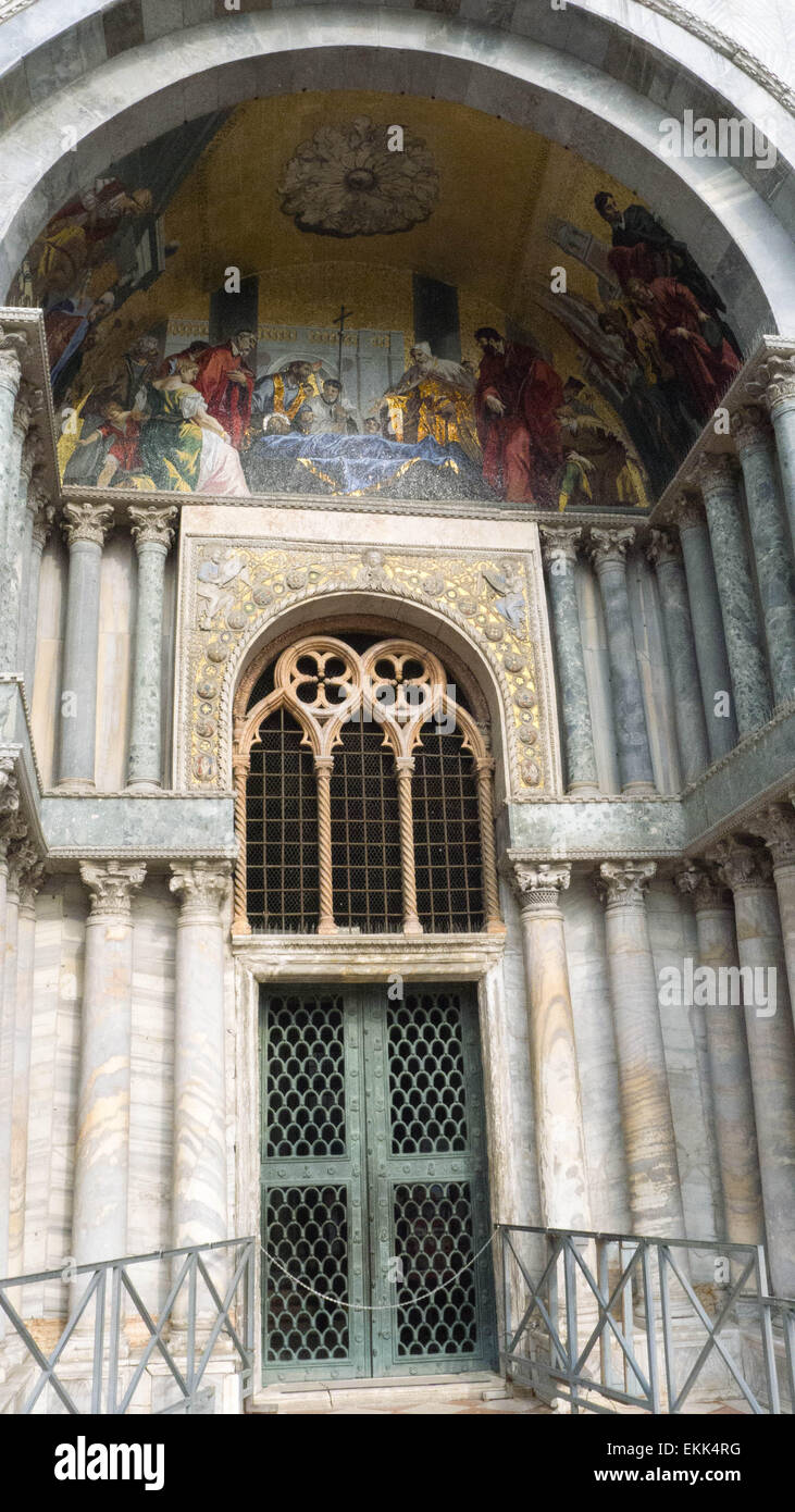 Basilica Sam Marco in Venice showing an entrance to the church with ...