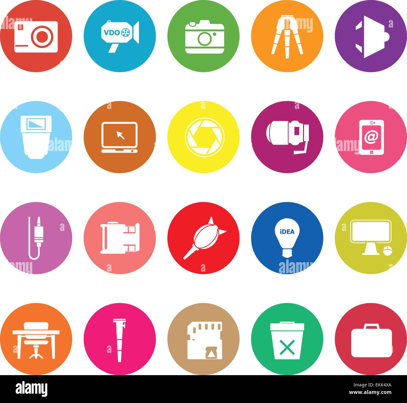 Photography related item flat icons on white background, stock vector ...