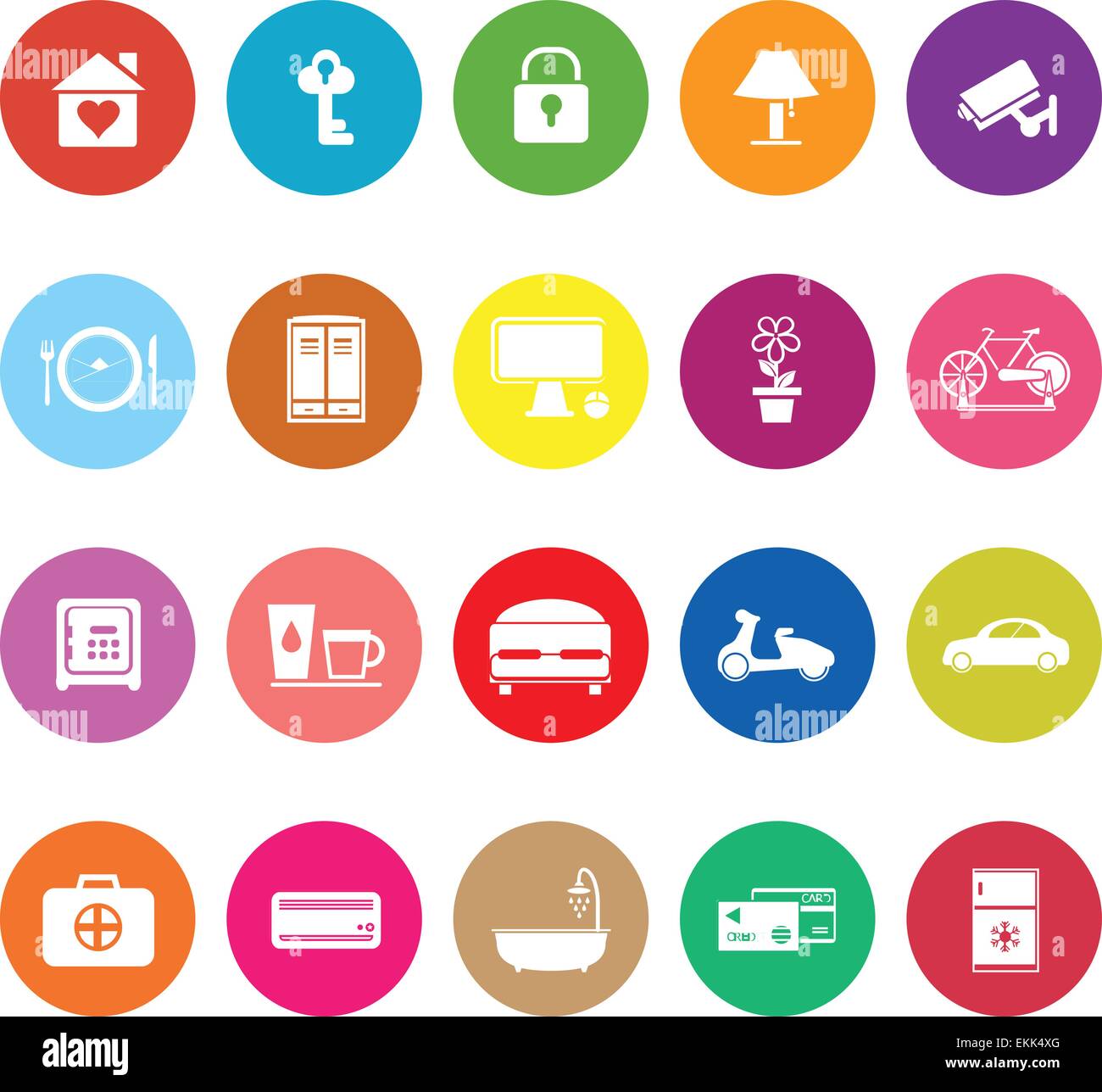 General home stay flat icons on white background, stock vector Stock ...