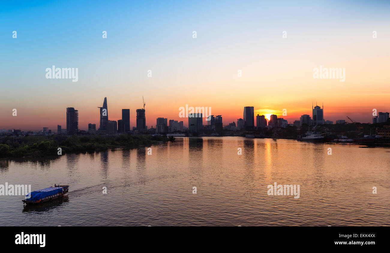 Saigon Skyline at sunset, Vietnam Stock Photo - Alamy