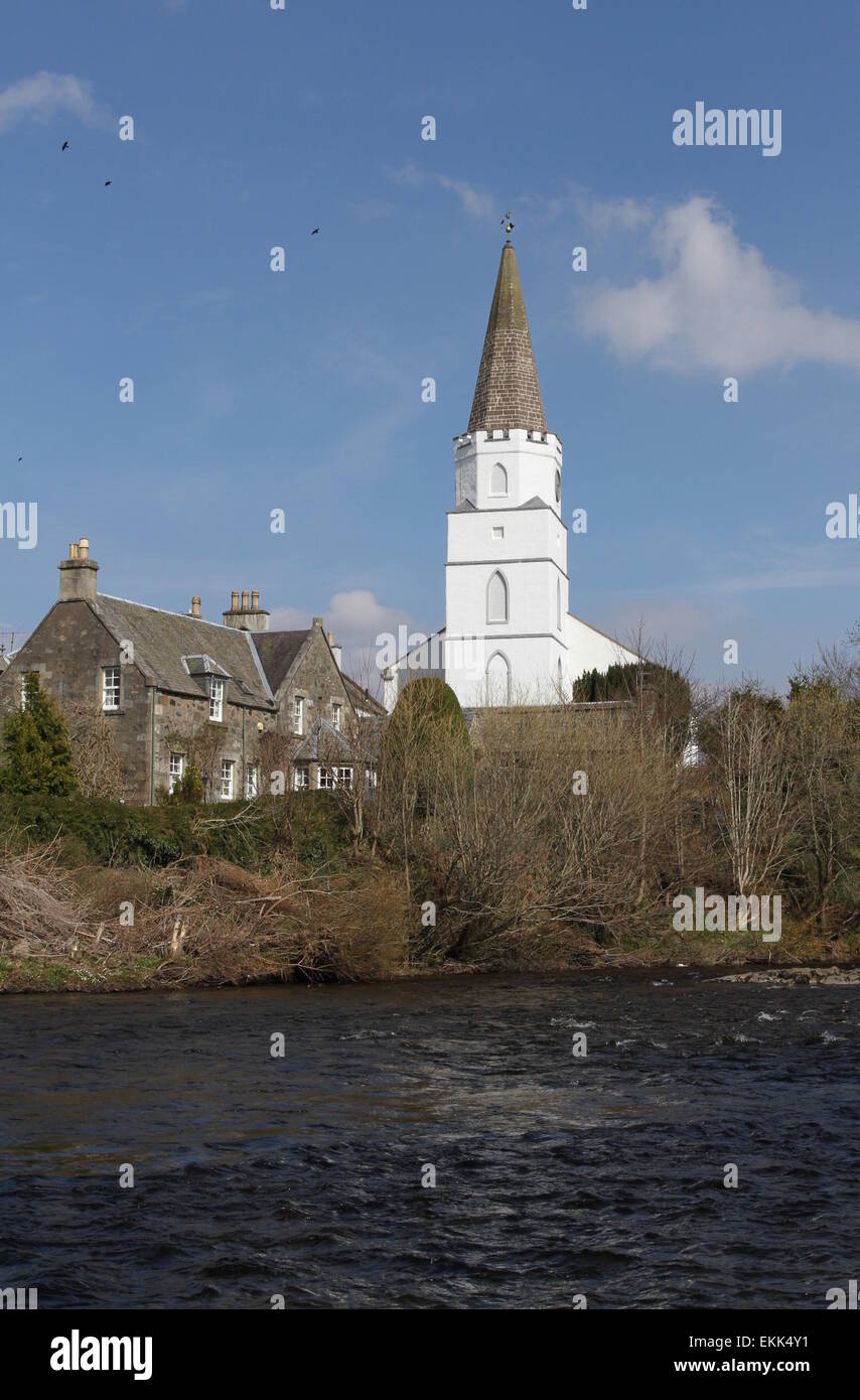 The White Church and River Earn Comrie Scotland April 2015 Stock Photo ...