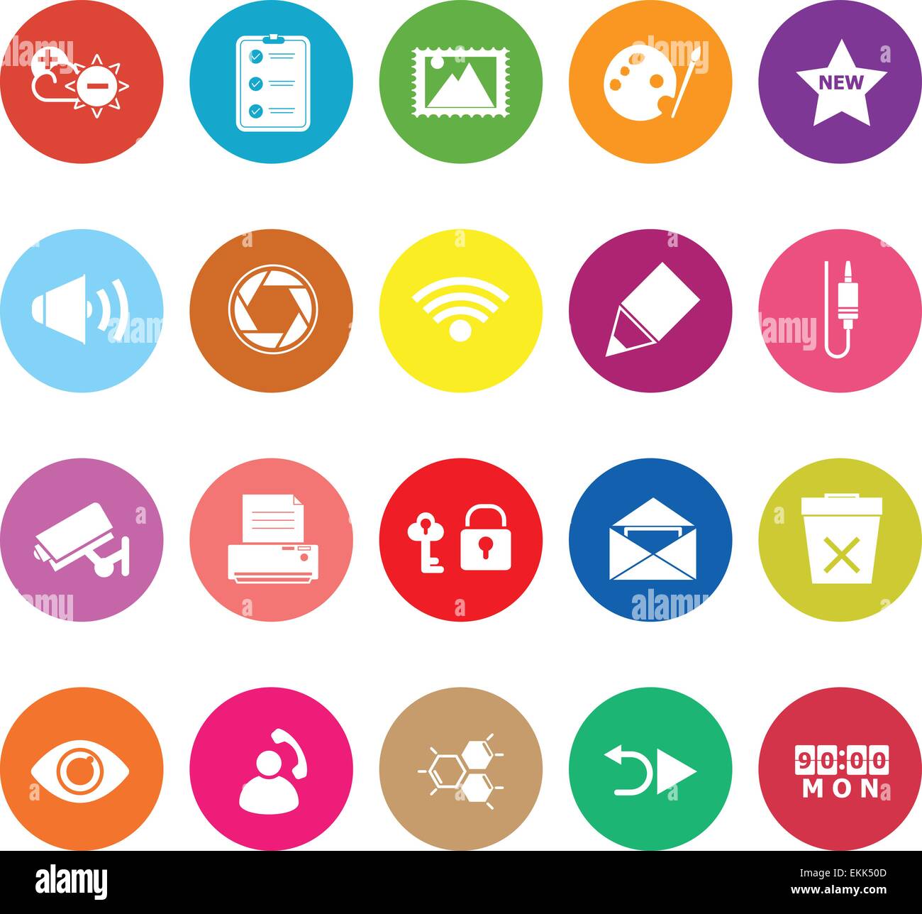 General computer screen flat icons on white background, stock vector ...