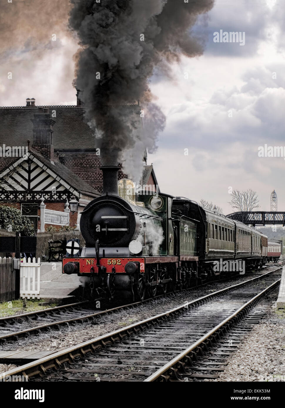 Steam locomotive, pulling out of station Stock Photo - Alamy