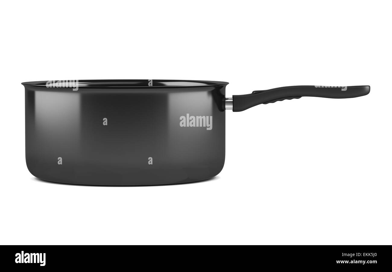 single black cooking pot isolated on white background Stock Photo - Alamy