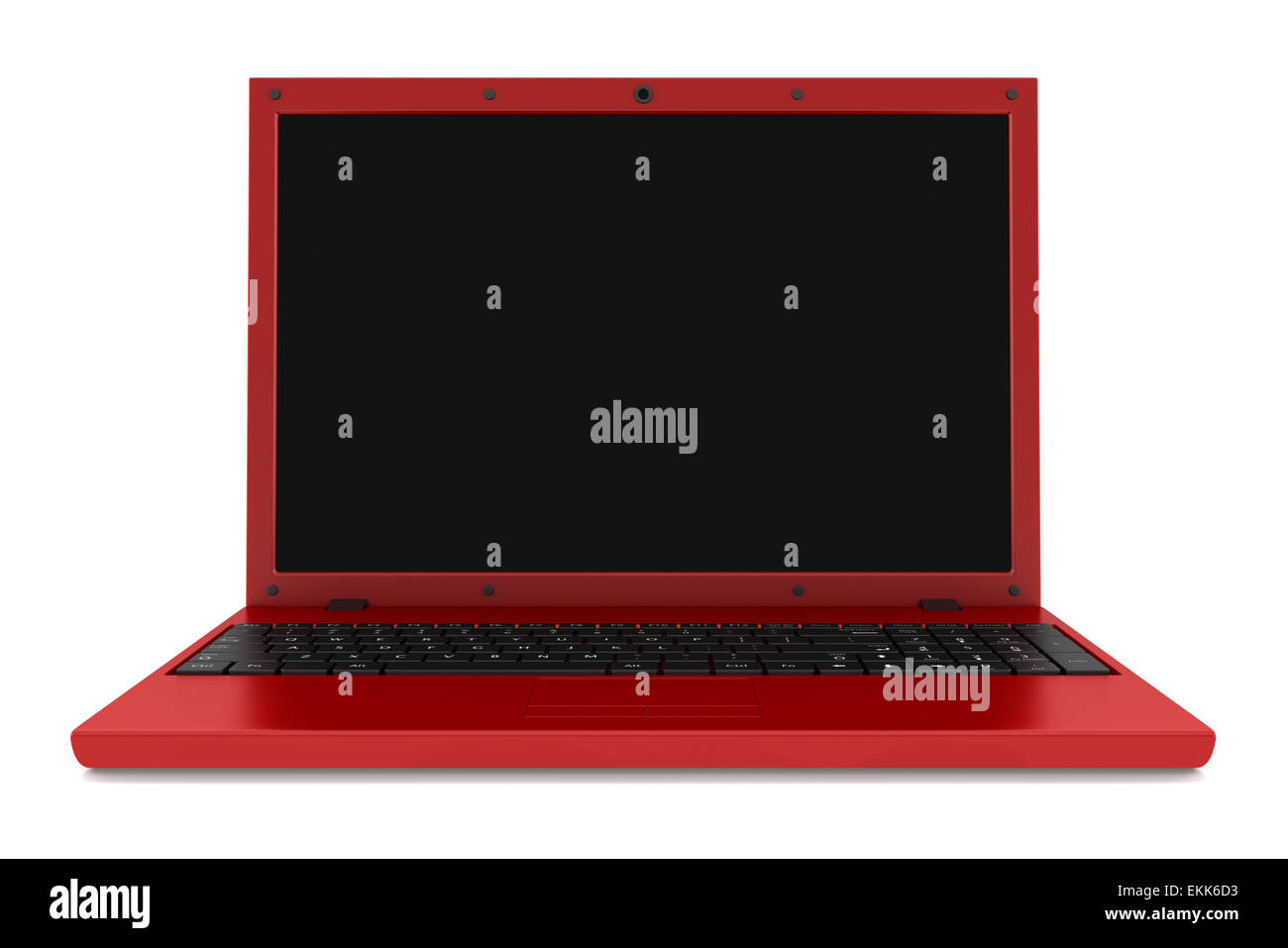 red laptop isolated on white background Stock Photo - Alamy