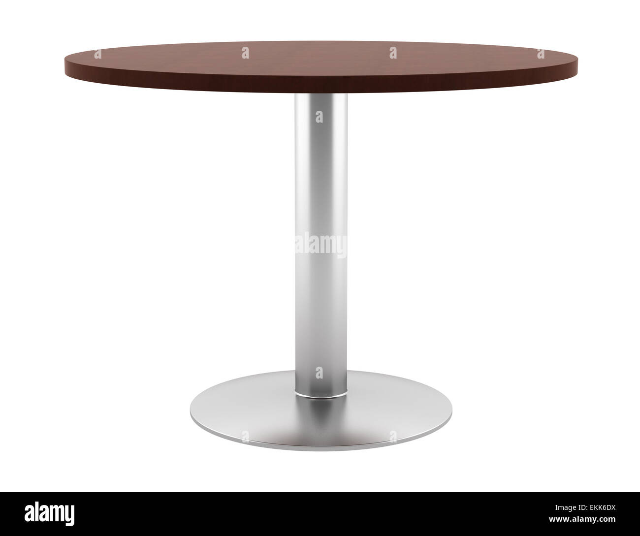 modern brown wooden round table isolated on white background Stock ...