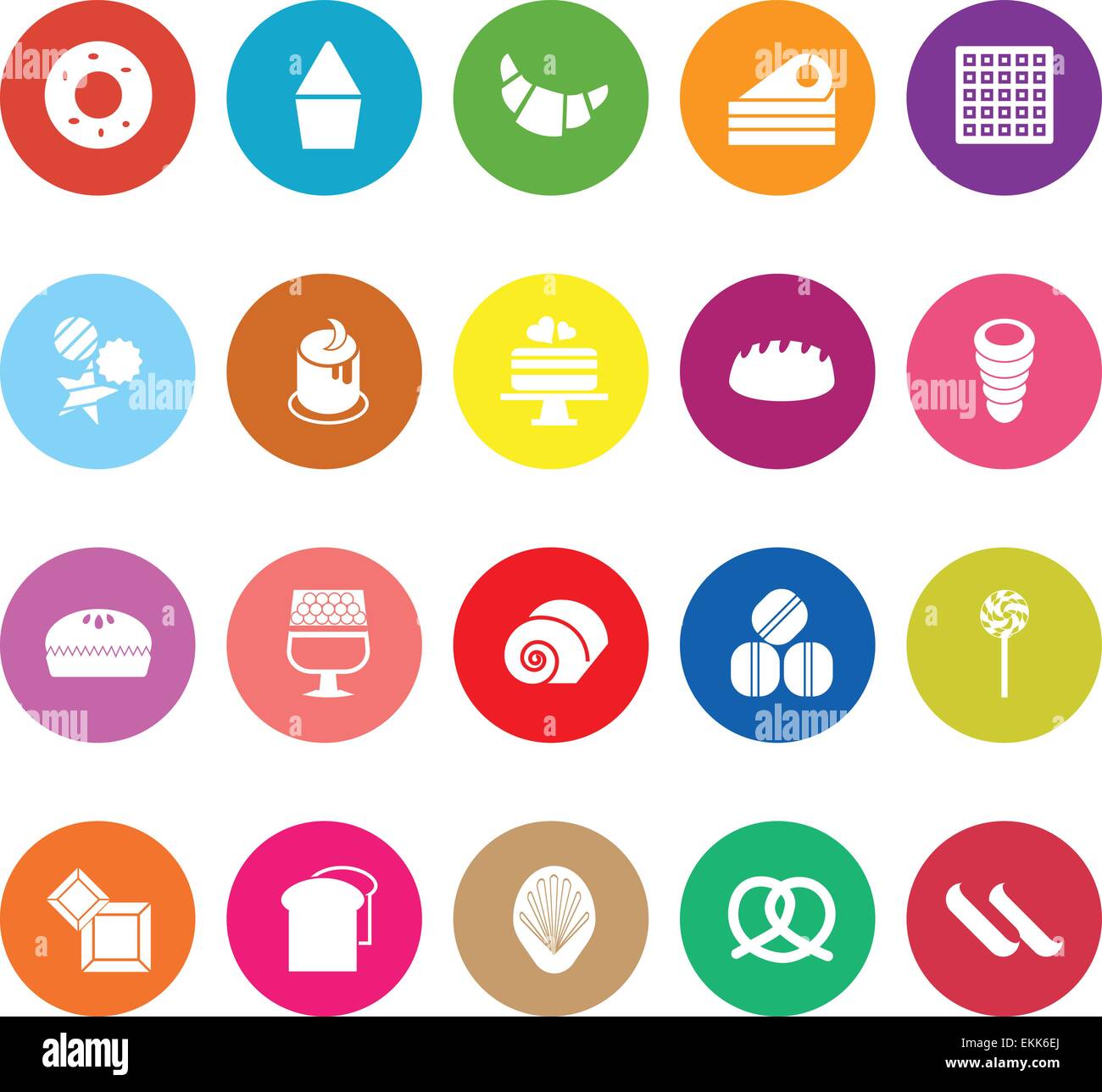 Variety bakery flat icons on white background, stock vector Stock ...