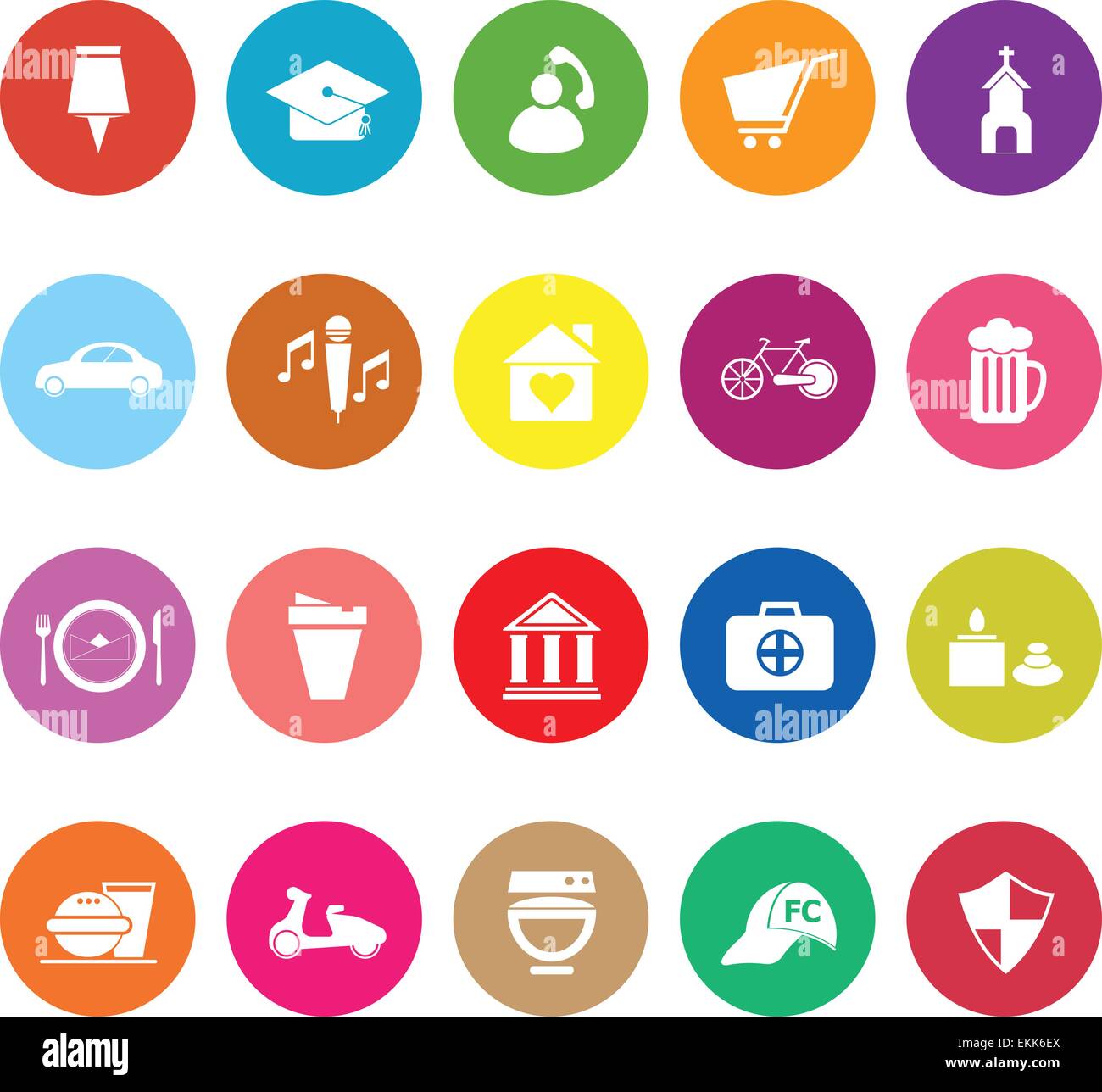 Map sign and symbol flat icons on white background, stock vector Stock ...