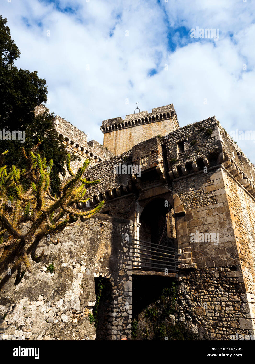 Caetani castle in the medieval town of Sermoneta - Latina, Italy Stock ...