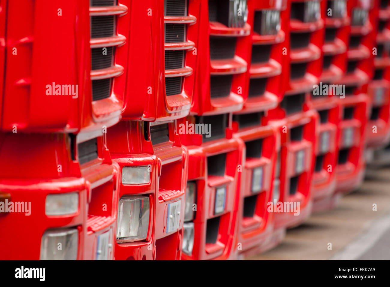 Fararri F1 team lorries lined up Stock Photo - Alamy