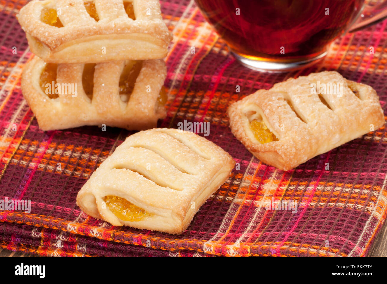 Small strudel cake with lemon, closeup shot, local focus Stock Photo ...