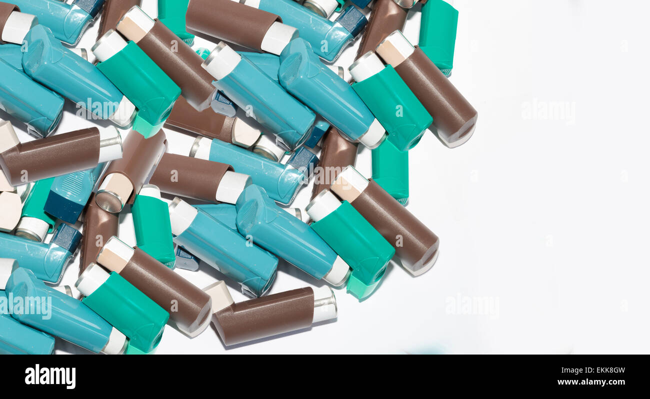 Various Asthma Medications including Inhalers Stock Photo - Alamy