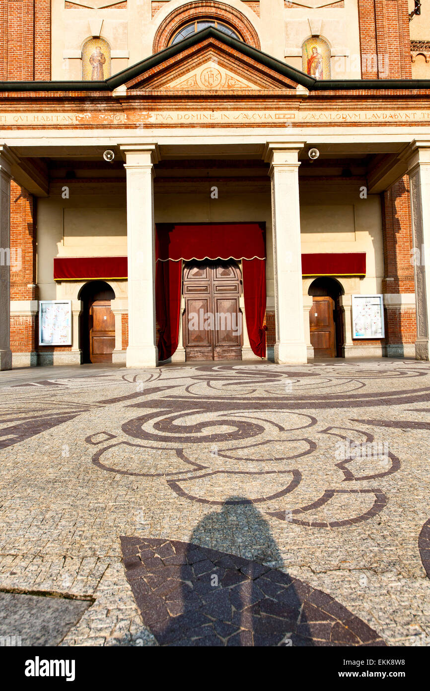 church in the parabiago closed brick tower sidewalk italy lombardy old ...