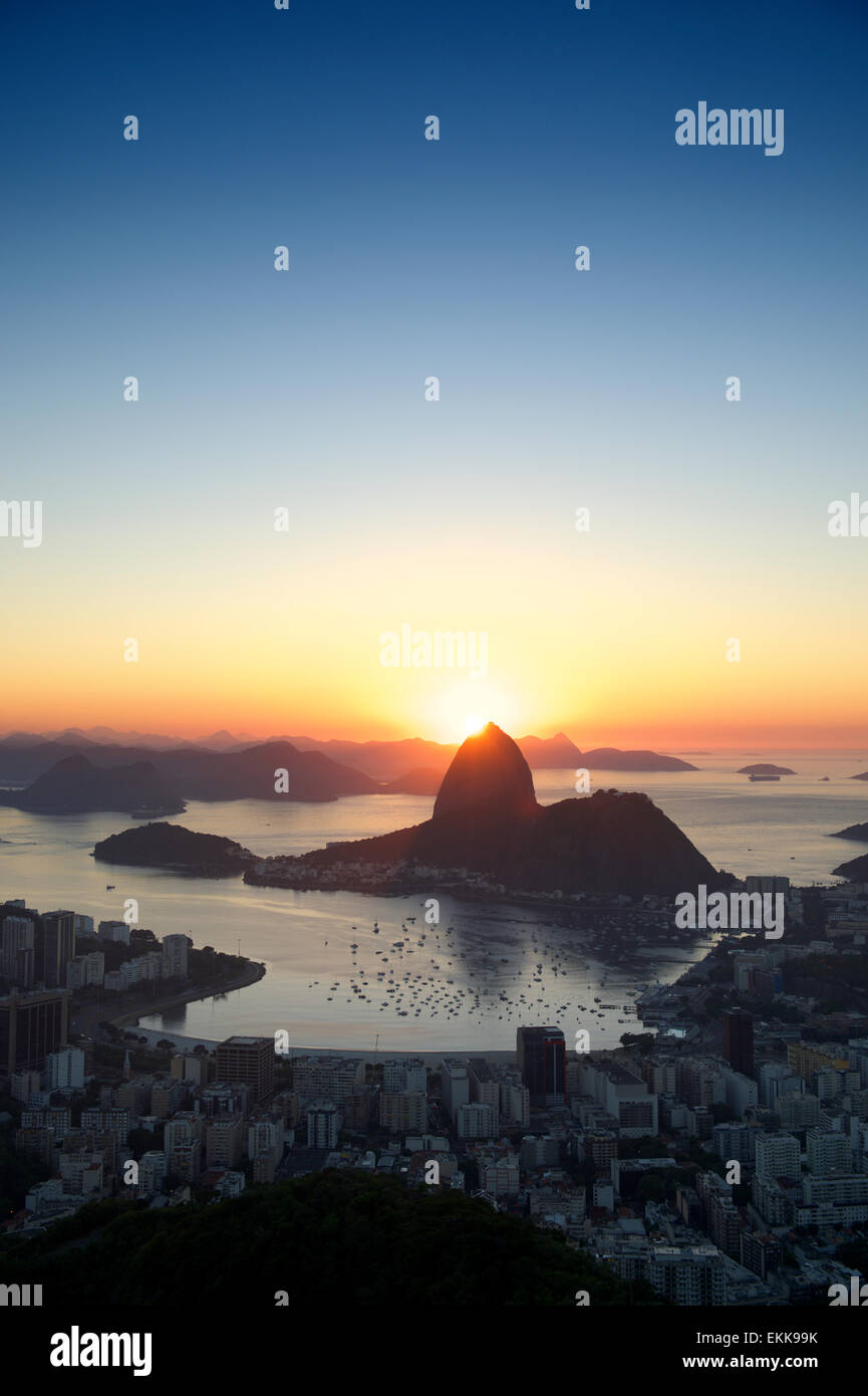 Scenic Rio de Janeiro Brazil golden sunrise over Guanabara Bay with a ...
