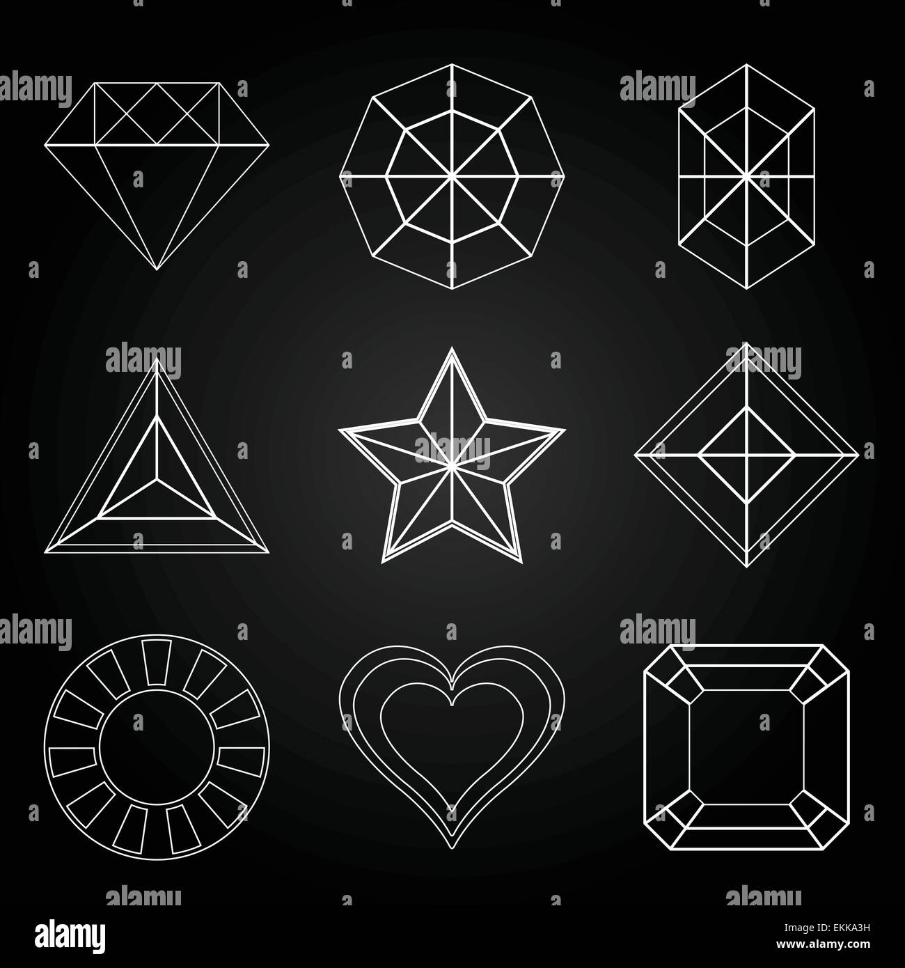 General gem shape icons on dark background, stock vector Stock Vector ...