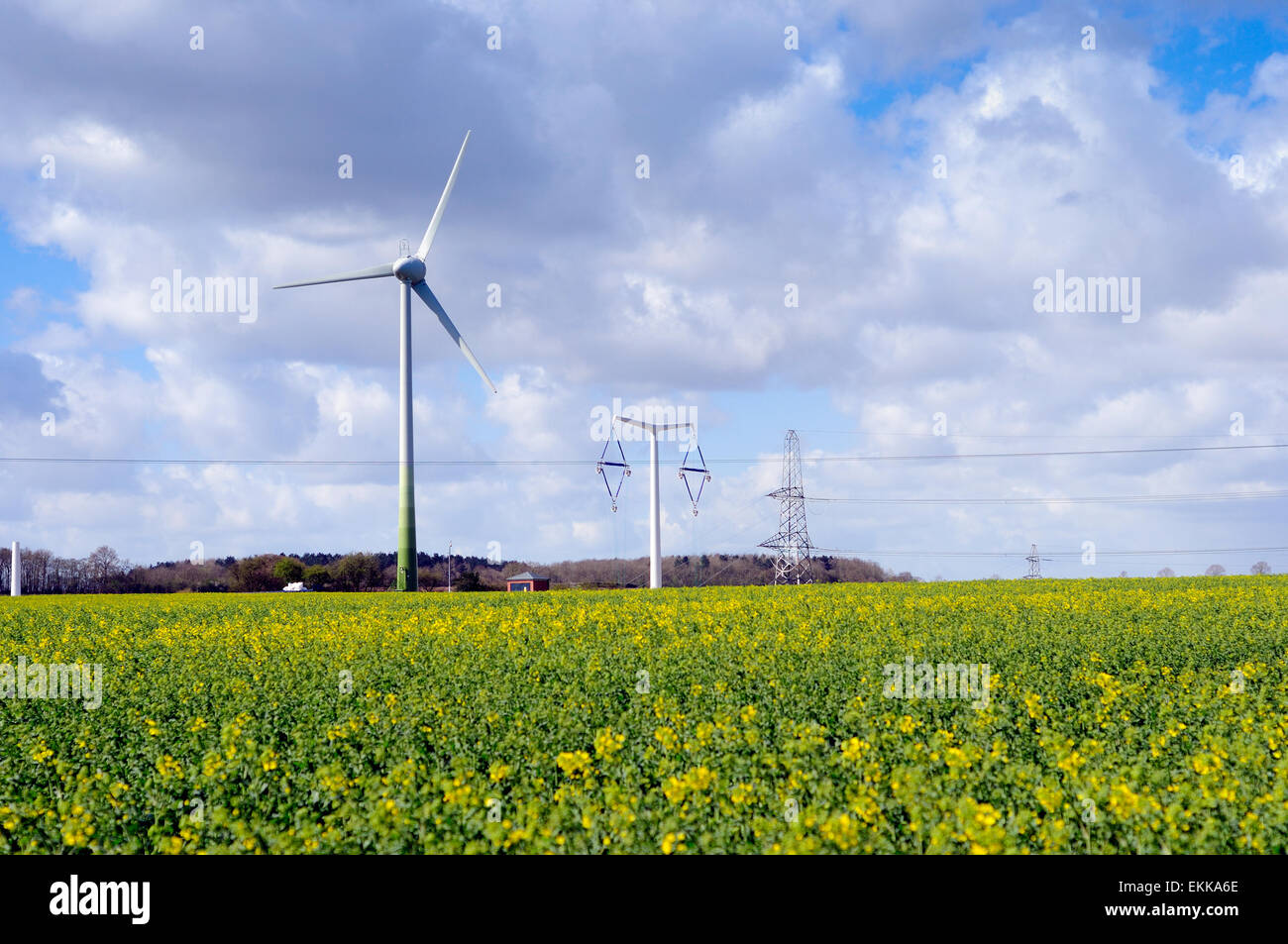 Eakring, North Nottinghamshire, UK: 11th April 2015.New shape T-Pylons ...