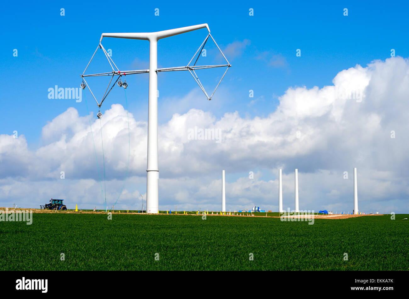Eakring, North Nottinghamshire, UK: 11th April 2015.New shape T-Pylons ...