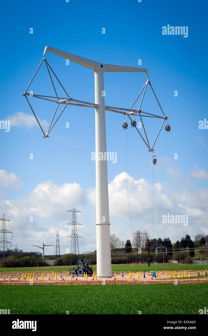 Eakring, North Nottinghamshire, UK: 11th April 2015.New shape T-Pylons ...