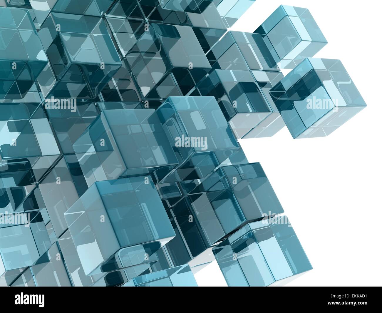 blue glass cubes on white background Stock Photo - Alamy