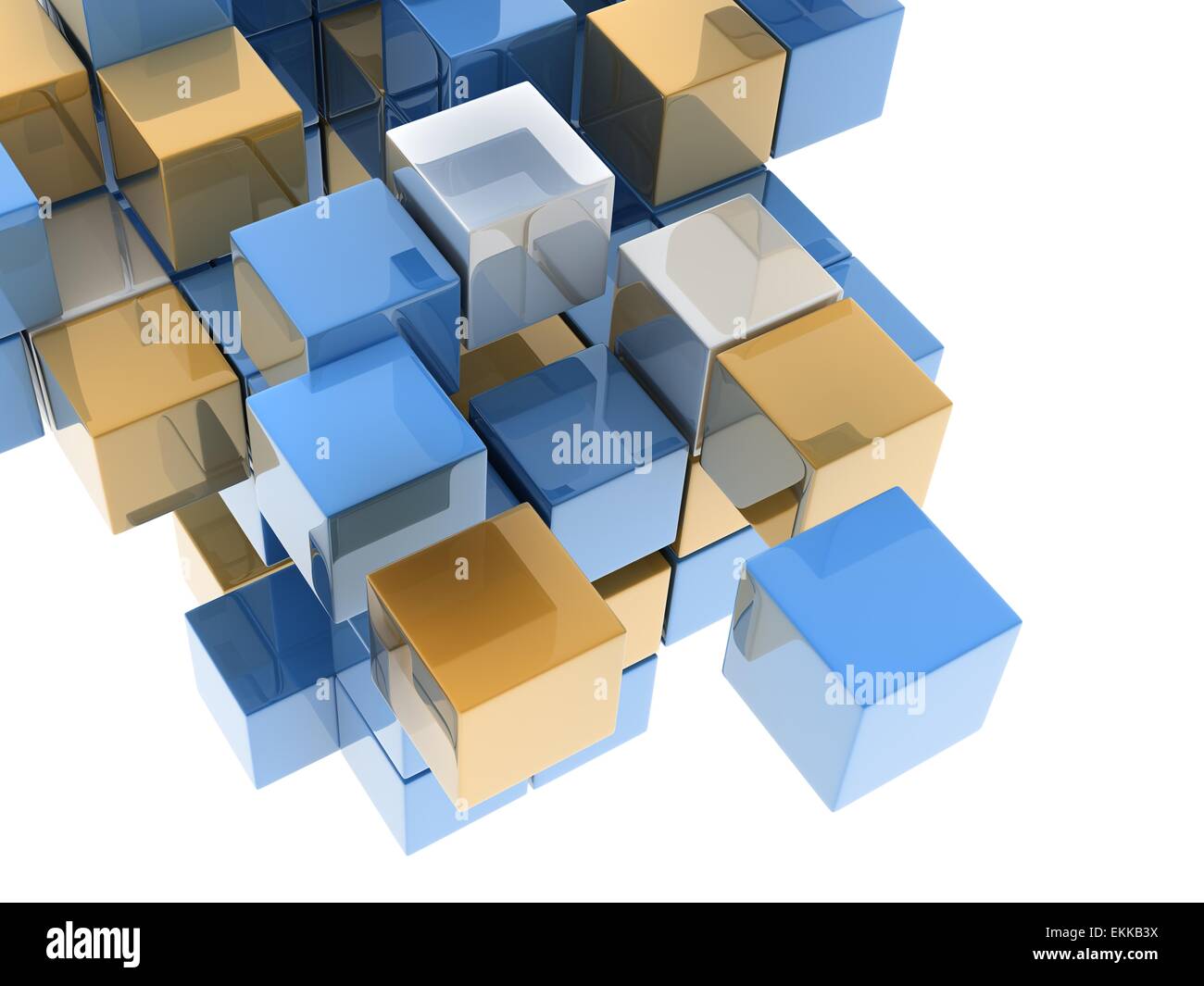 metallic cubes on white background. digitally generated image Stock ...