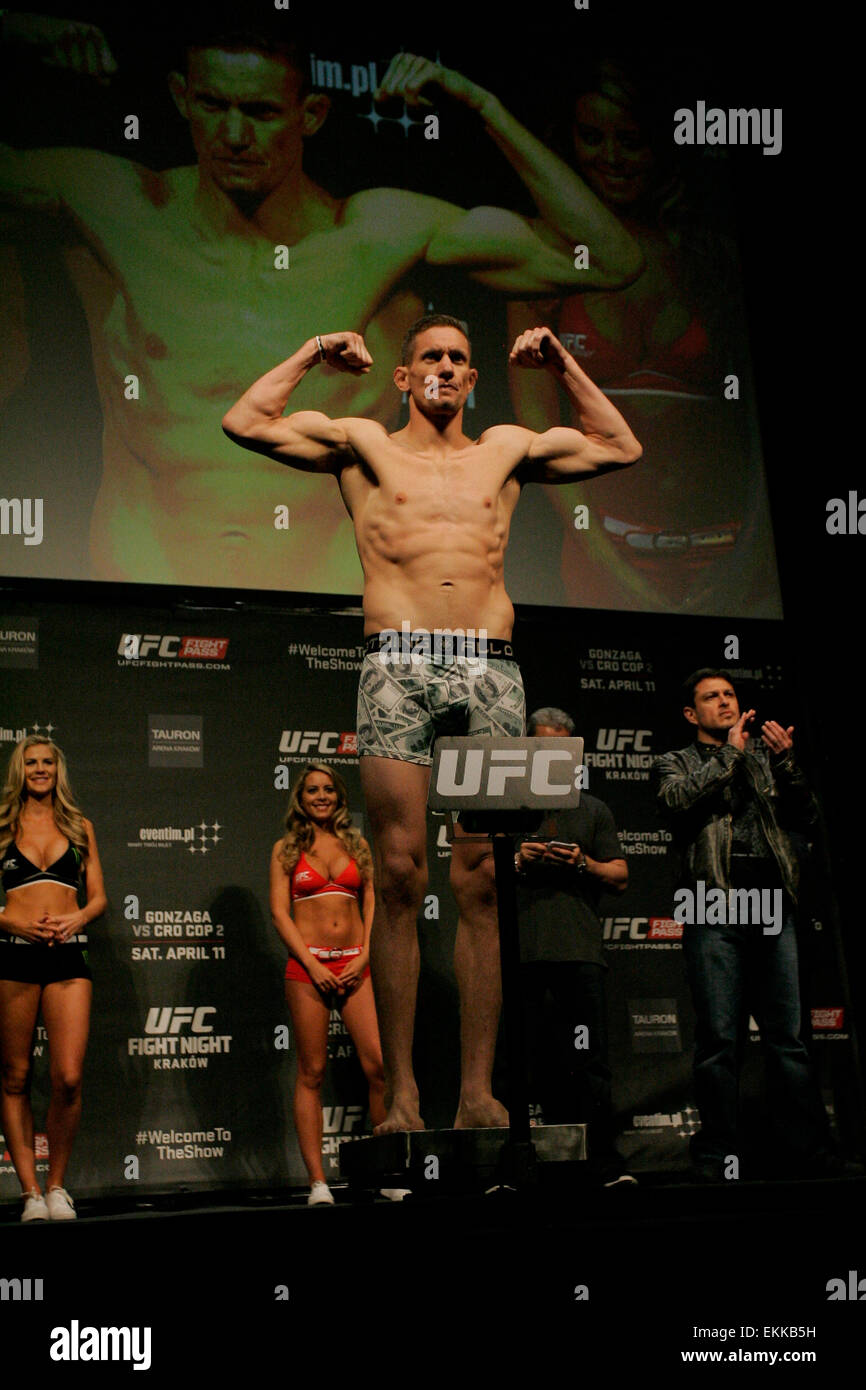 Kraków, Poland. 10th April, 2015. Seth Baczynski Weighs in at 170 LBS ...