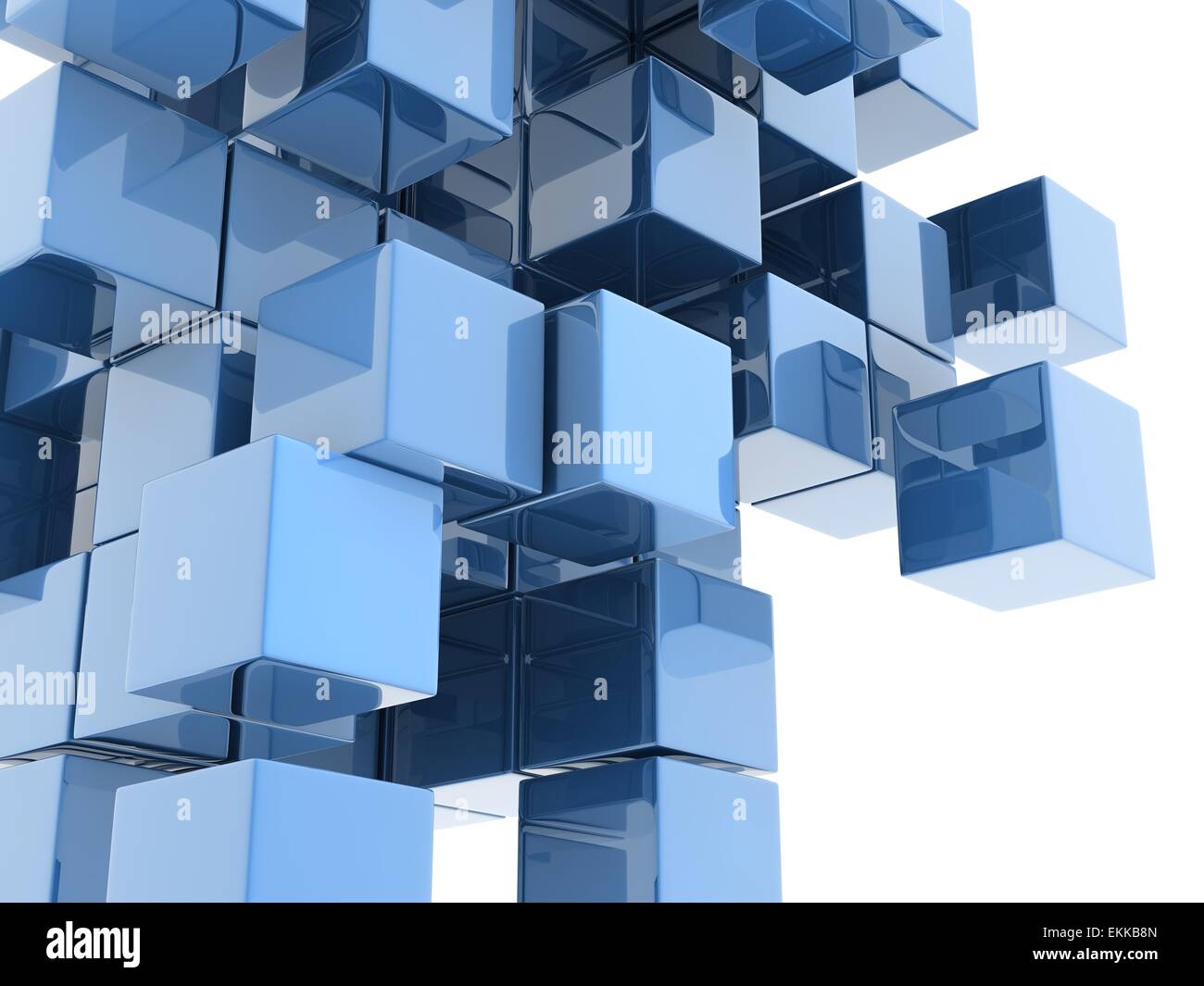 blue metallic cubes on white background Stock Photo - Alamy