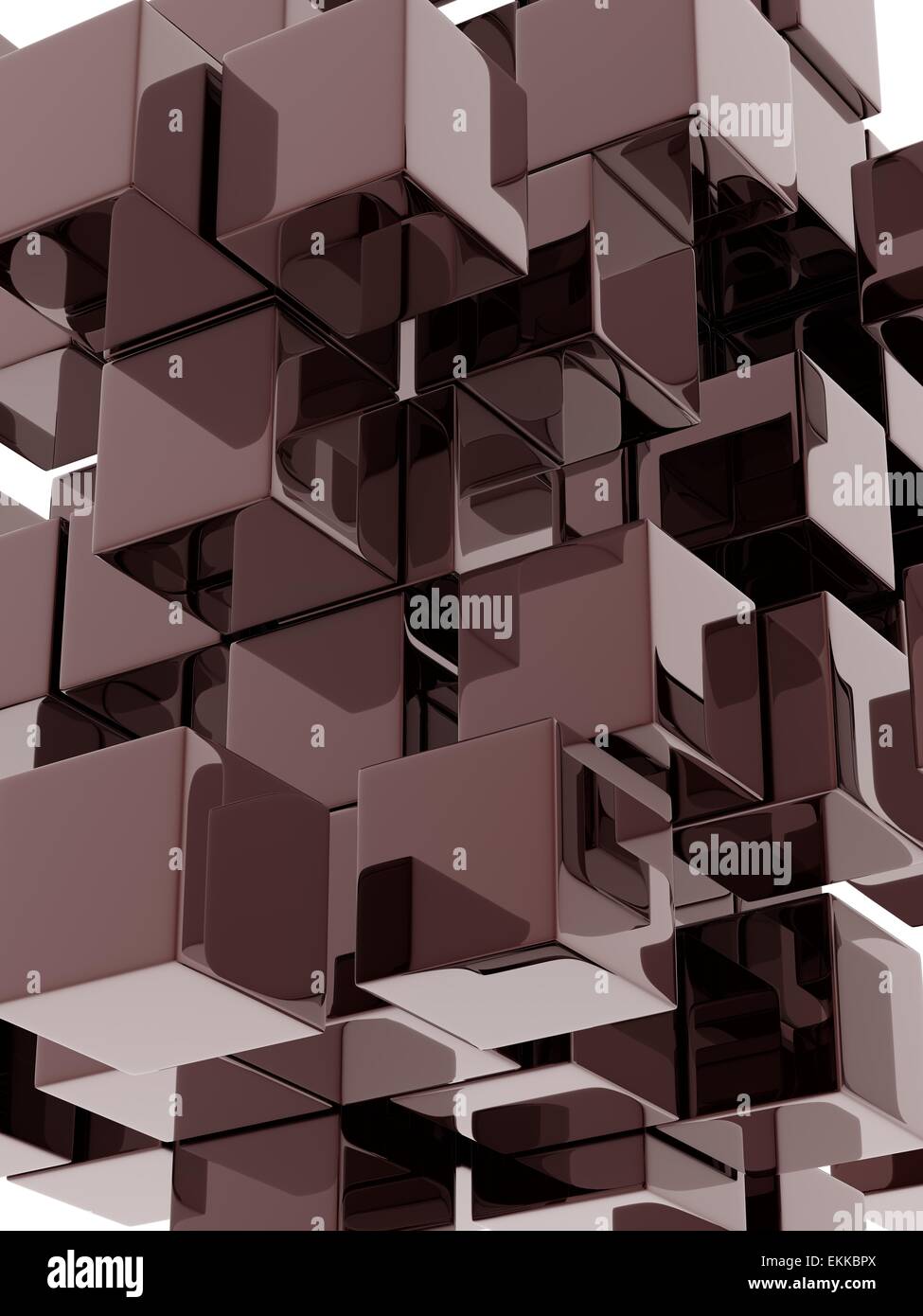 metallic cubes on white background. digitally generated image Stock ...