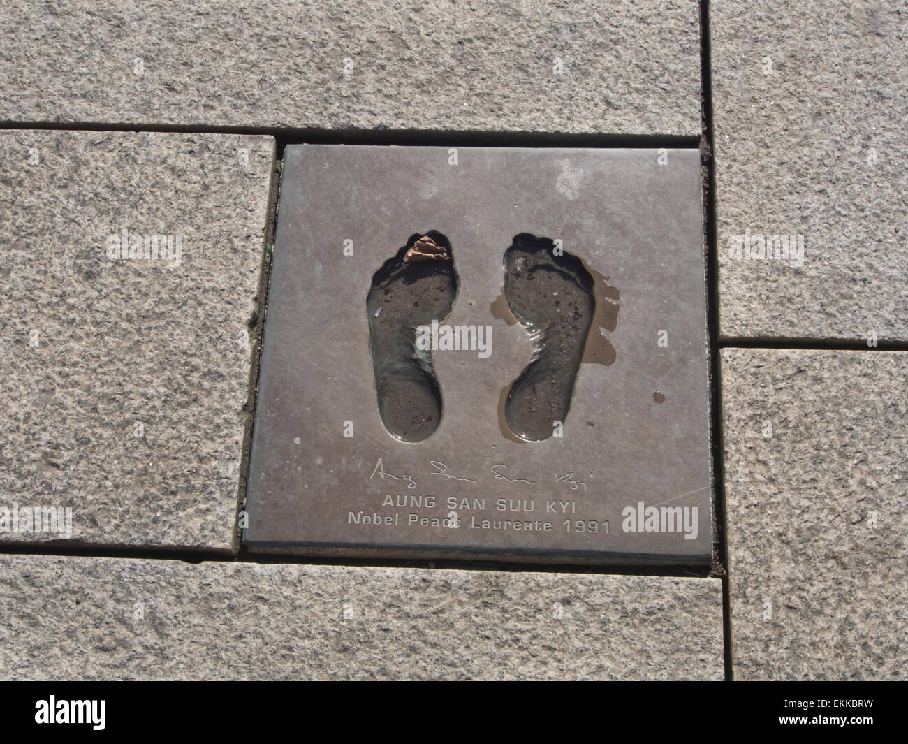 Footprints of Nobel prize laureates, cast in bronze and placed on the ...