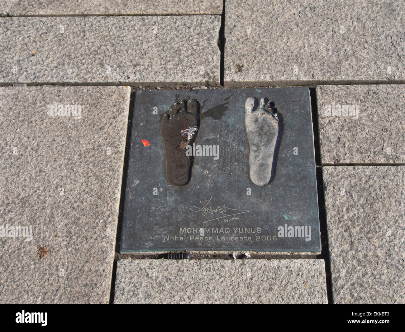 Footprints of Nobel prize laureates, cast in bronze and placed on the ...