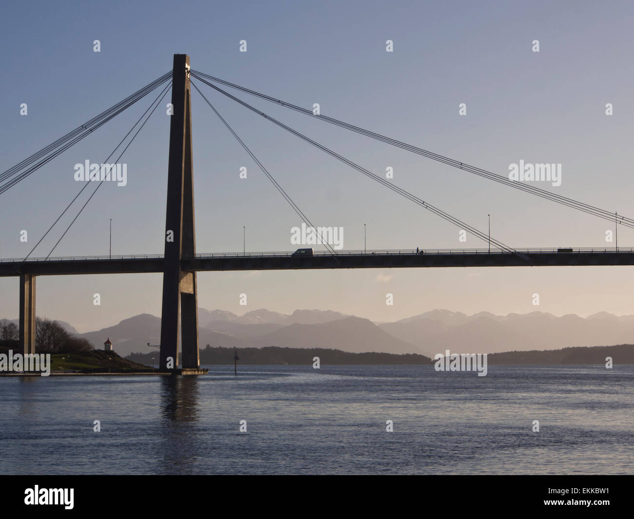 Stavanger city bridge, a cable bridge to the city's islands, early ...