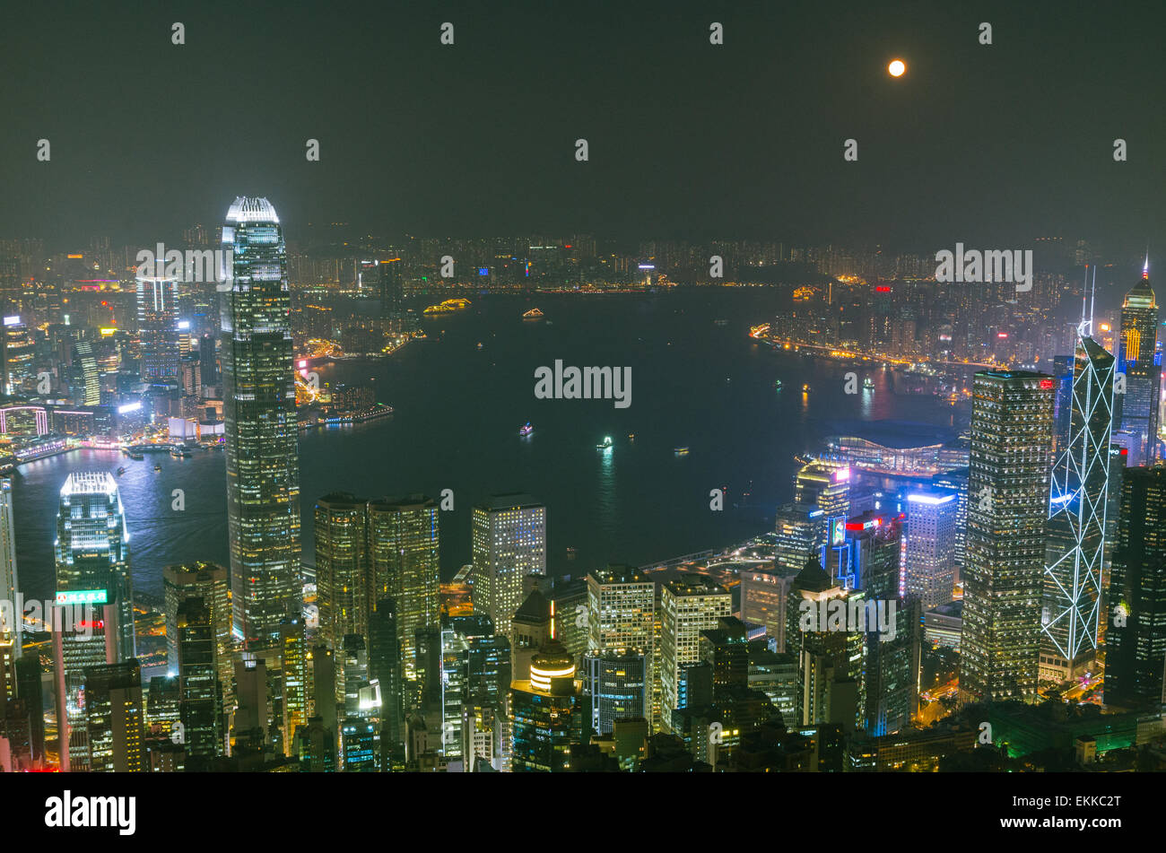 View of Hong Kong Victoria Harbour skyline from the peak Stock Photo ...