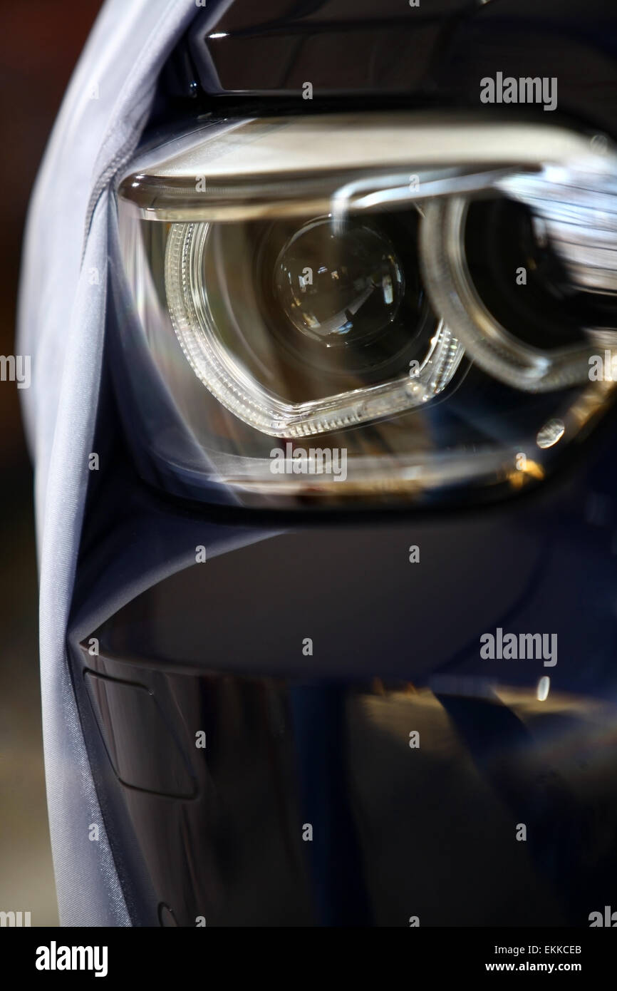 Detail on one of the LED headlights of a car Stock Photo - Alamy