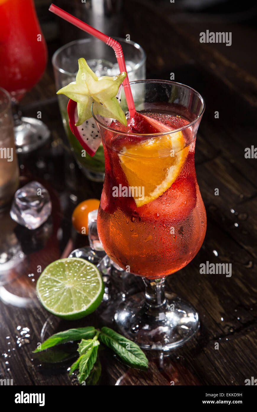 Pouring a cocktail into glass, close-up Stock Photo - Alamy