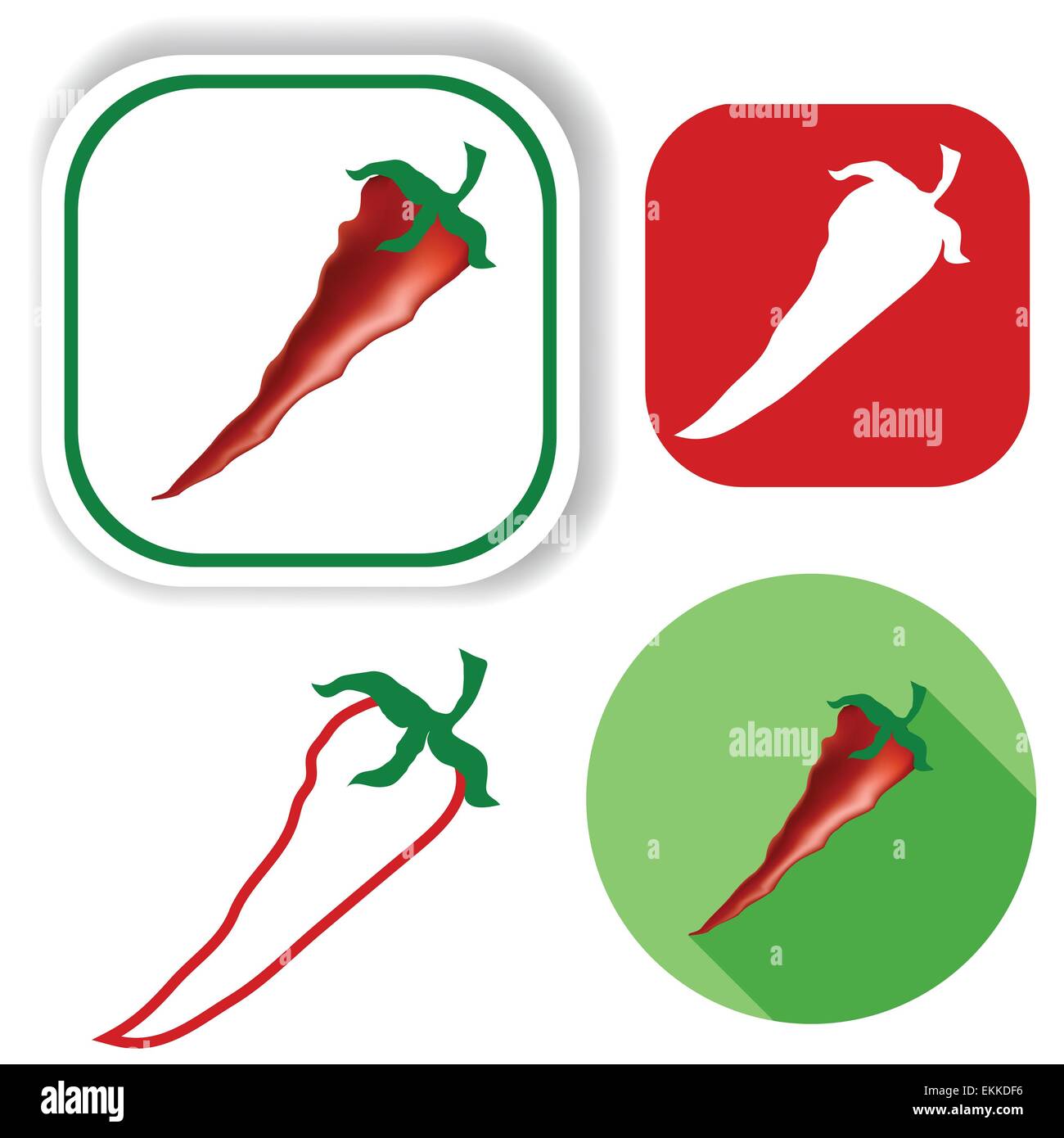Spicy chili pepper icons Cut Out Stock Images & Pictures - Alamy