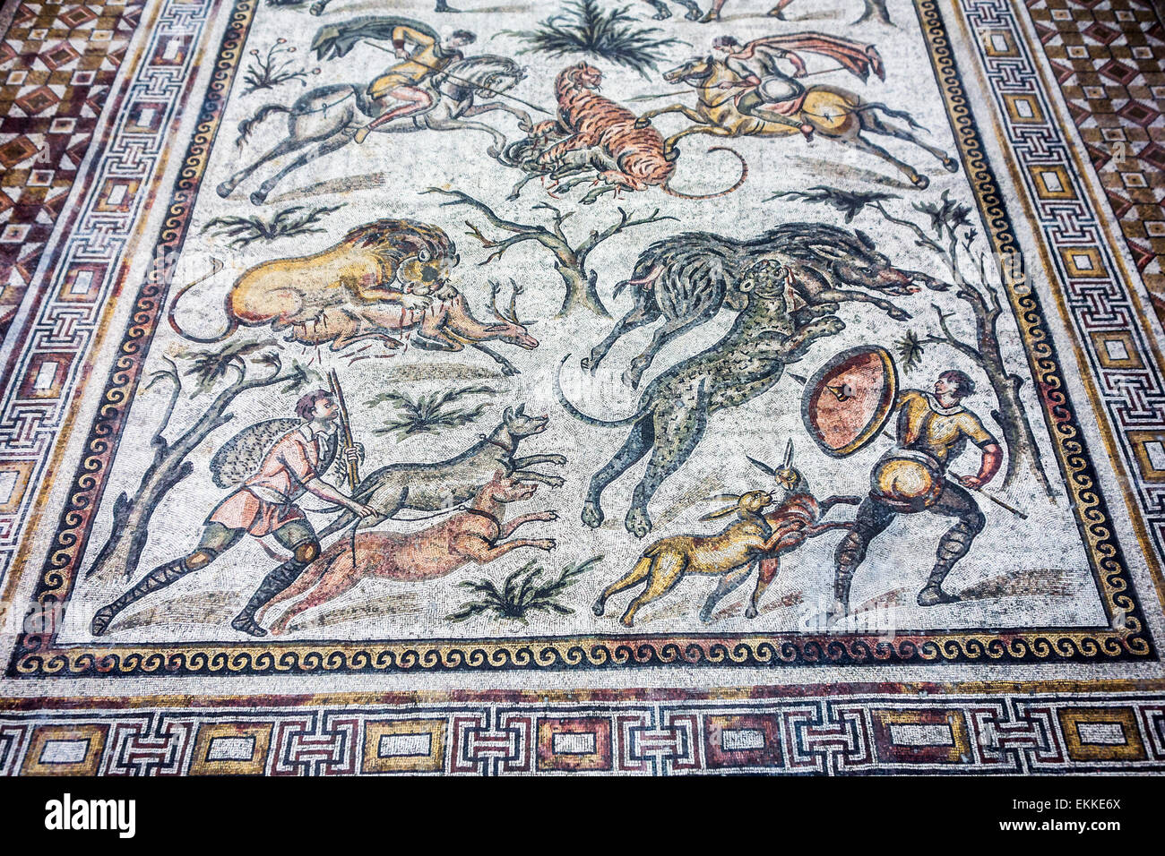 Roman mosaic from Apamea, Syria, depicting a hunting scene in the ...