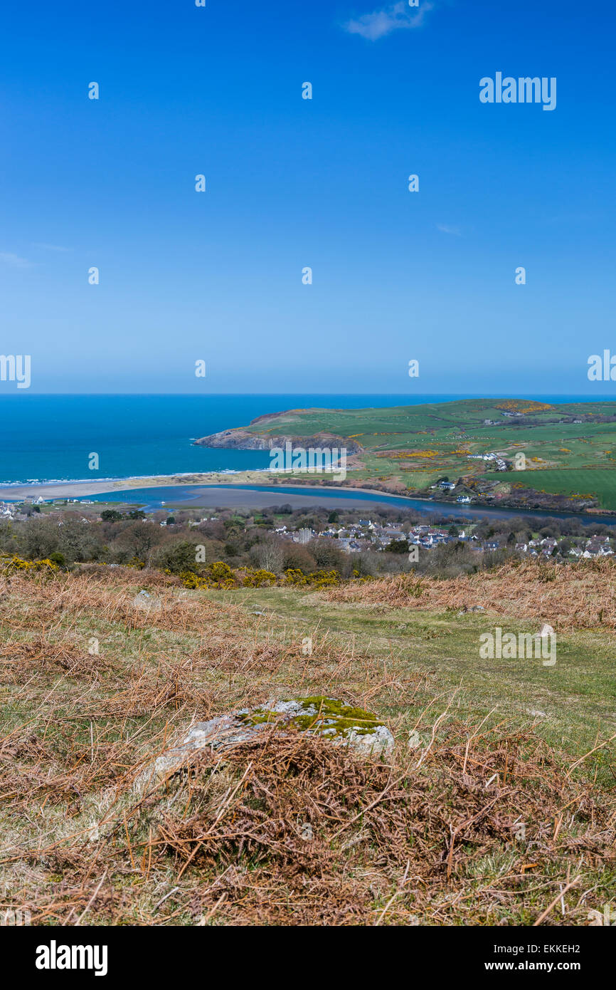 The town of Newport, Pembrokeshire as seen from the slopes of Carn ...