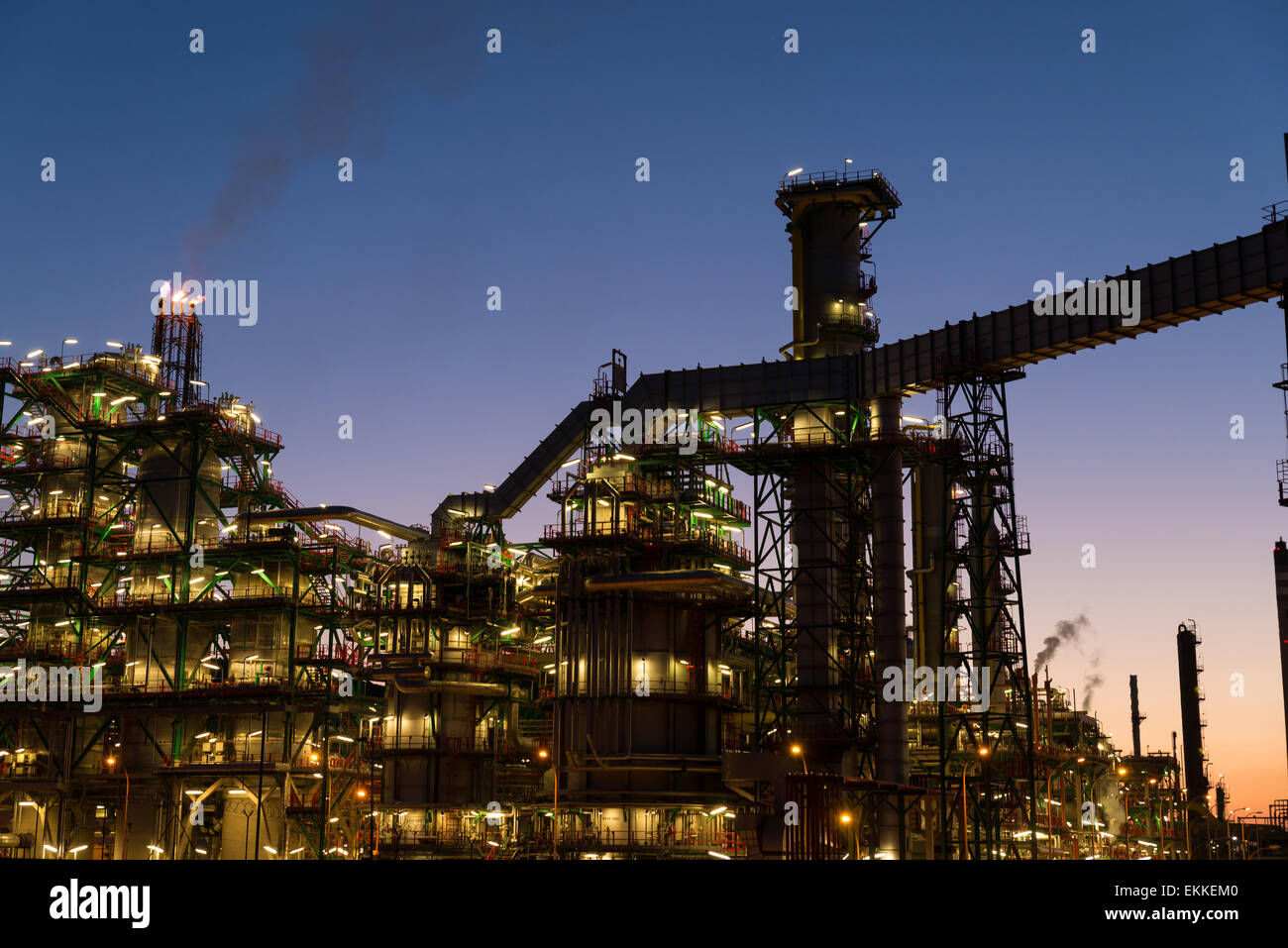 The complex structures of a petrochemical plant at dusk Stock Photo - Alamy