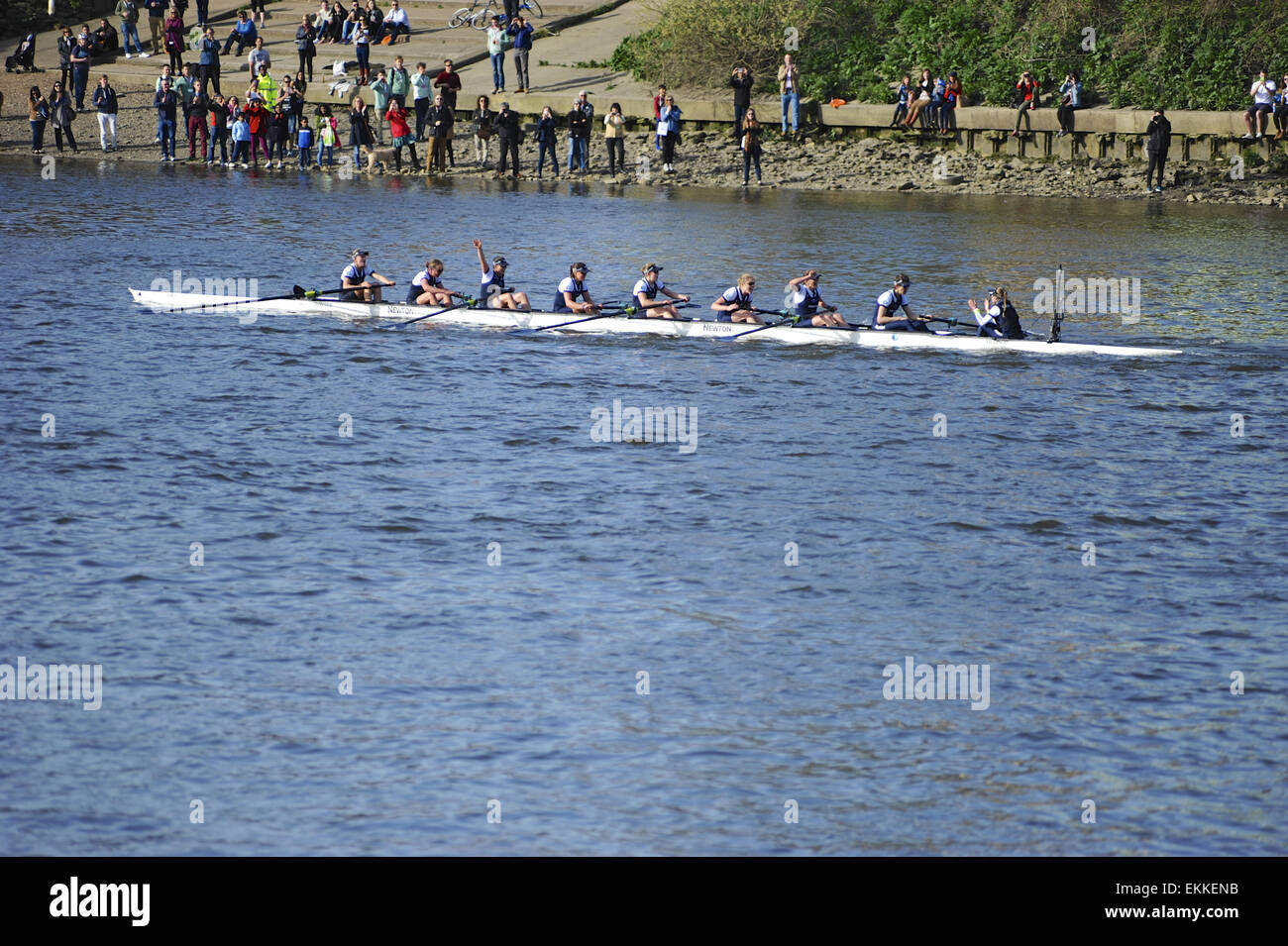 London, UK. 11th Apr, 2015. Women rowing for Oxford University won a ...